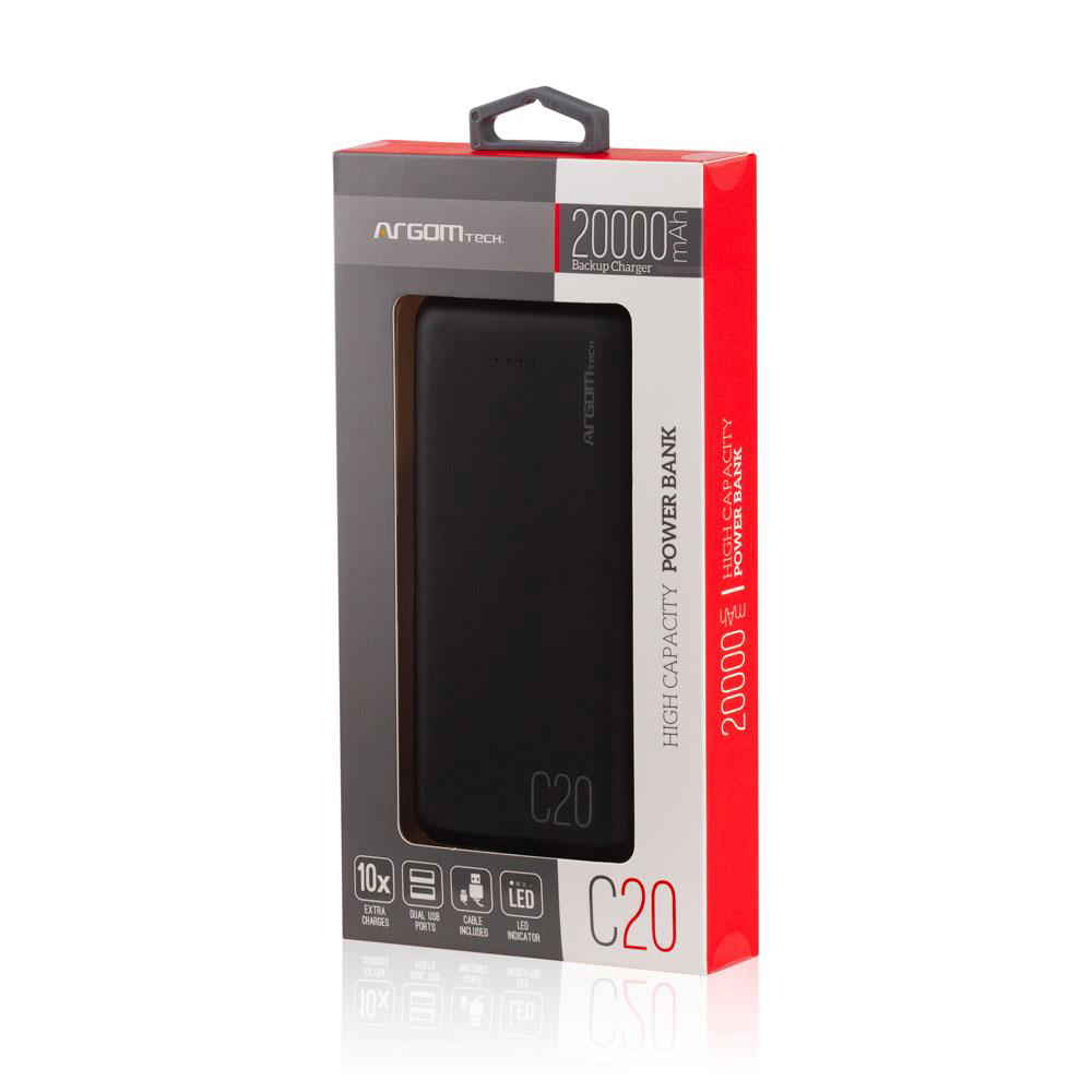 POWER BANK ARGOM ARG-PB-1144BK BLACK C20 20000MAH