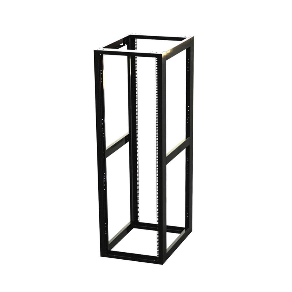 19" 37U Professional 4-Post Open Frame Square Rack, Steel, Adjustable Depth